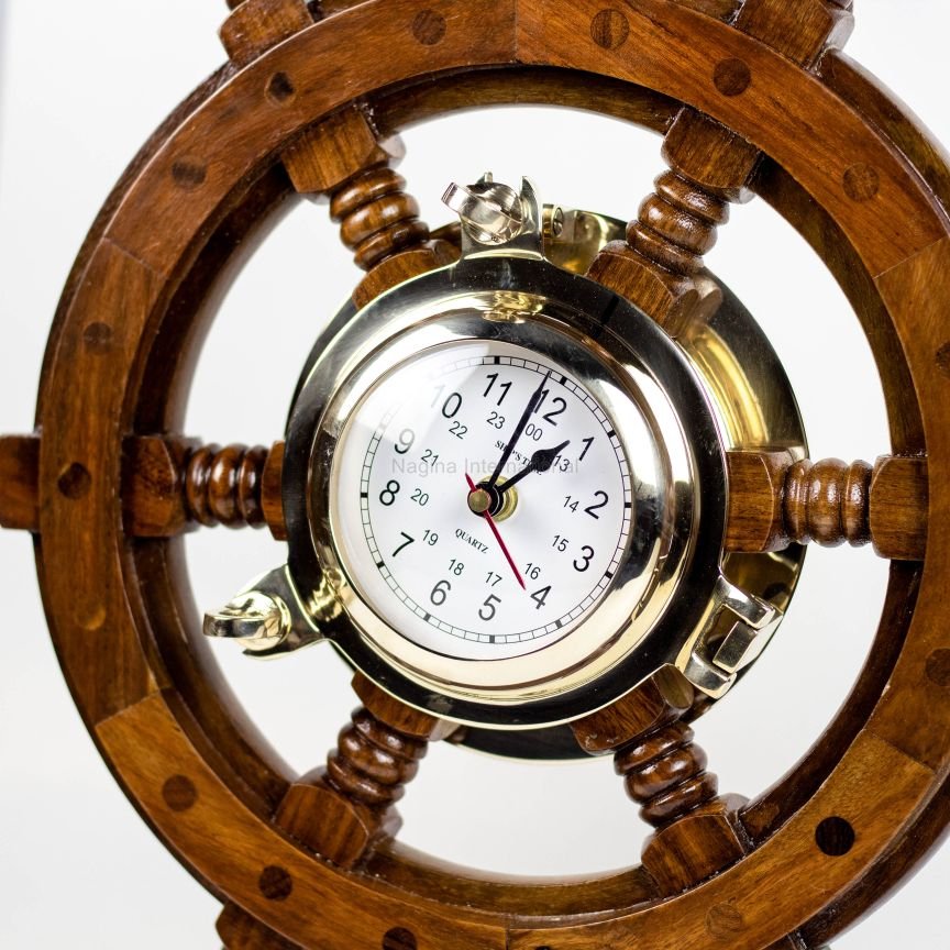 16″ Porthole Clock Ship Wheel – Nagina International