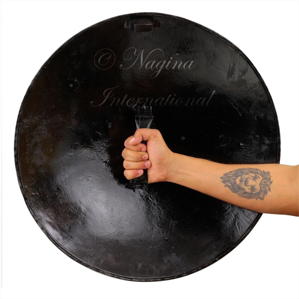 Viking Knight Battle Ready Steel Round Shield with Cross Sword Flying ...